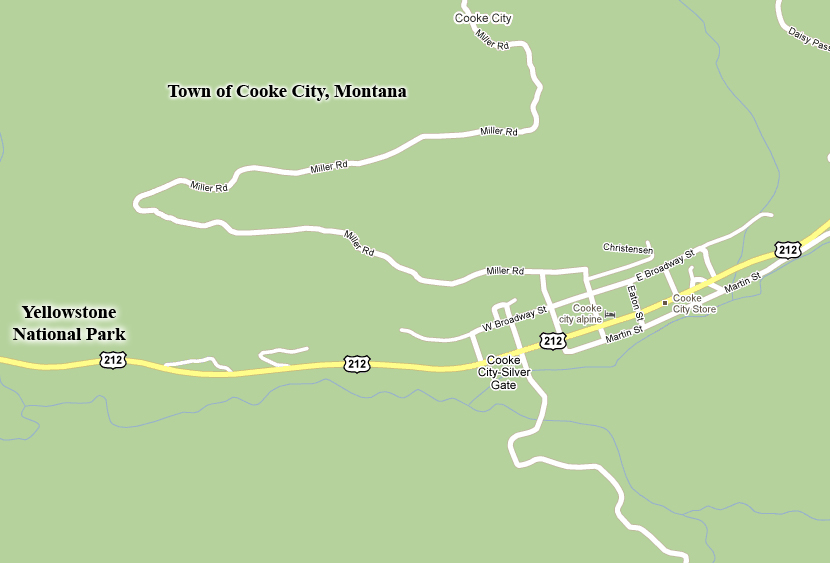 Yellowstone Lodging - Cooke City Map